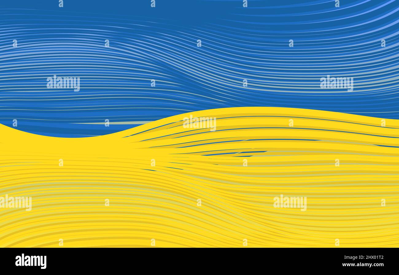wavy pattern with Ukraine national flag, painting striped flag of ...