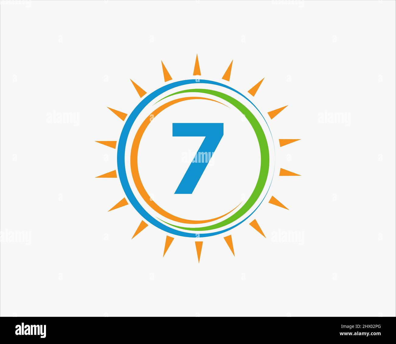 Sun Solar Energy Logo On Letter 7 Template. 7 Letter Solar Logo Design ...