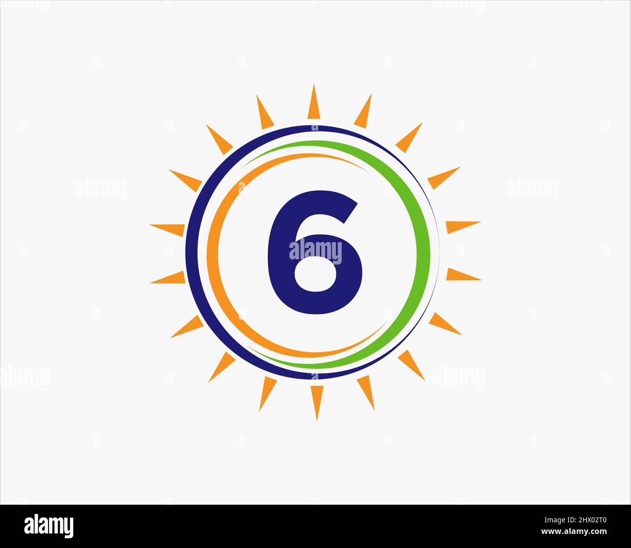 Sun Solar Energy Logo On Letter 6 Template. 6 Letter Solar Logo Design ...