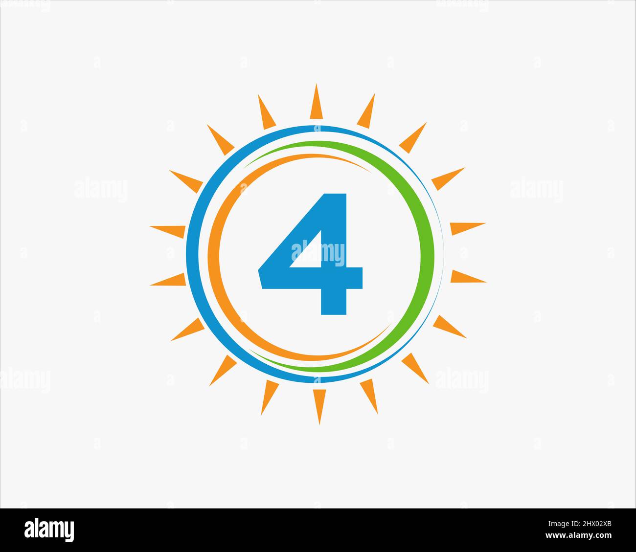 Sun Solar Energy Logo On Letter 4 Template. 4 Letter Solar Logo Design ...