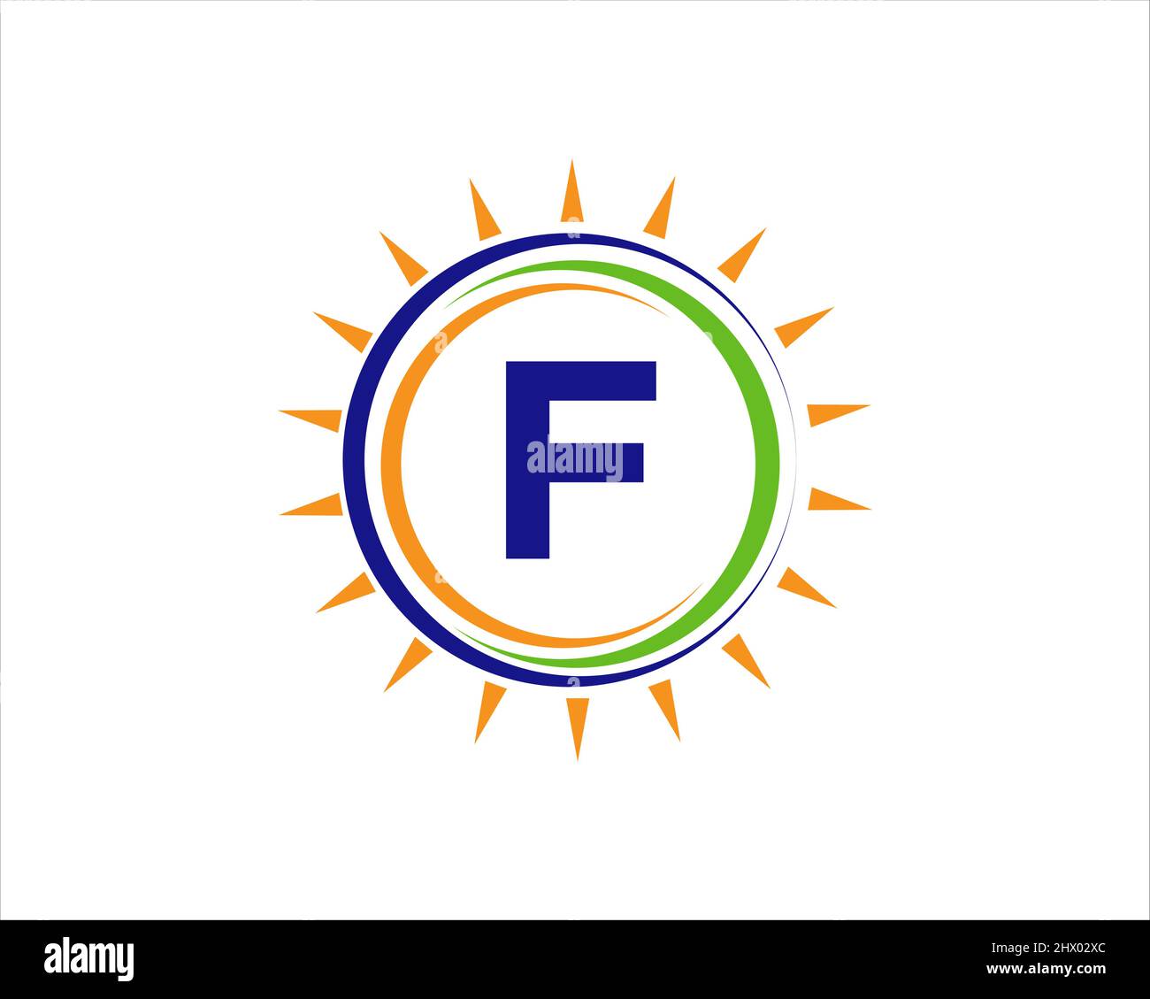 Sun Solar Energy Logo On Letter F Template. F Letter Solar Logo Design ...