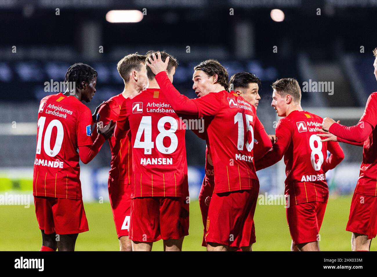 Aarhus, Denmark. 07th, March 2022. Erik Marxen (15) and Mads Hansen (48 ...