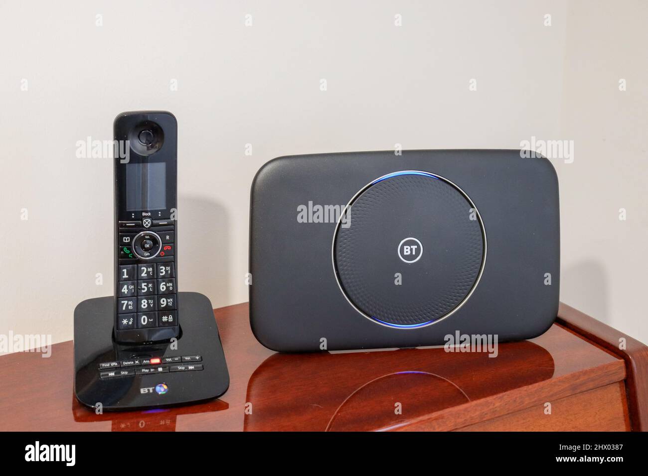 Black BT Phone with Black BT Router Stock Photo - Alamy