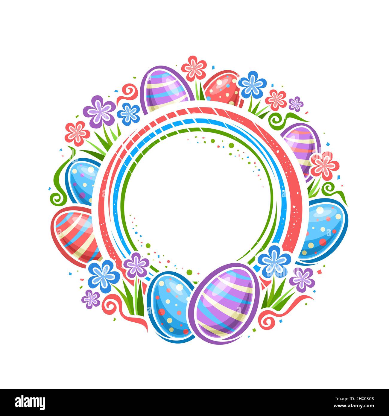 Vector Frame for Easter Holiday with copyspace for text, circle badge ...