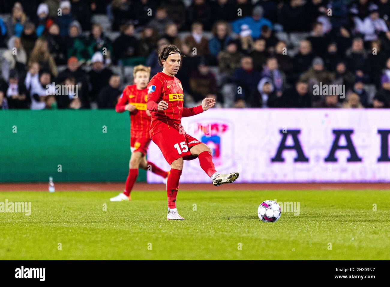 Aarhus, Denmark. 07th, March 2022. Erik Marxen (15) of FC Nordsjaelland ...