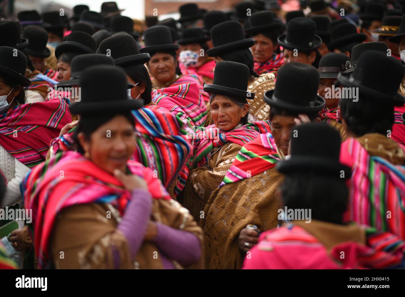 La Paz, Bolivia. 08th Mar, 2022. Indigenous women in traditional ...