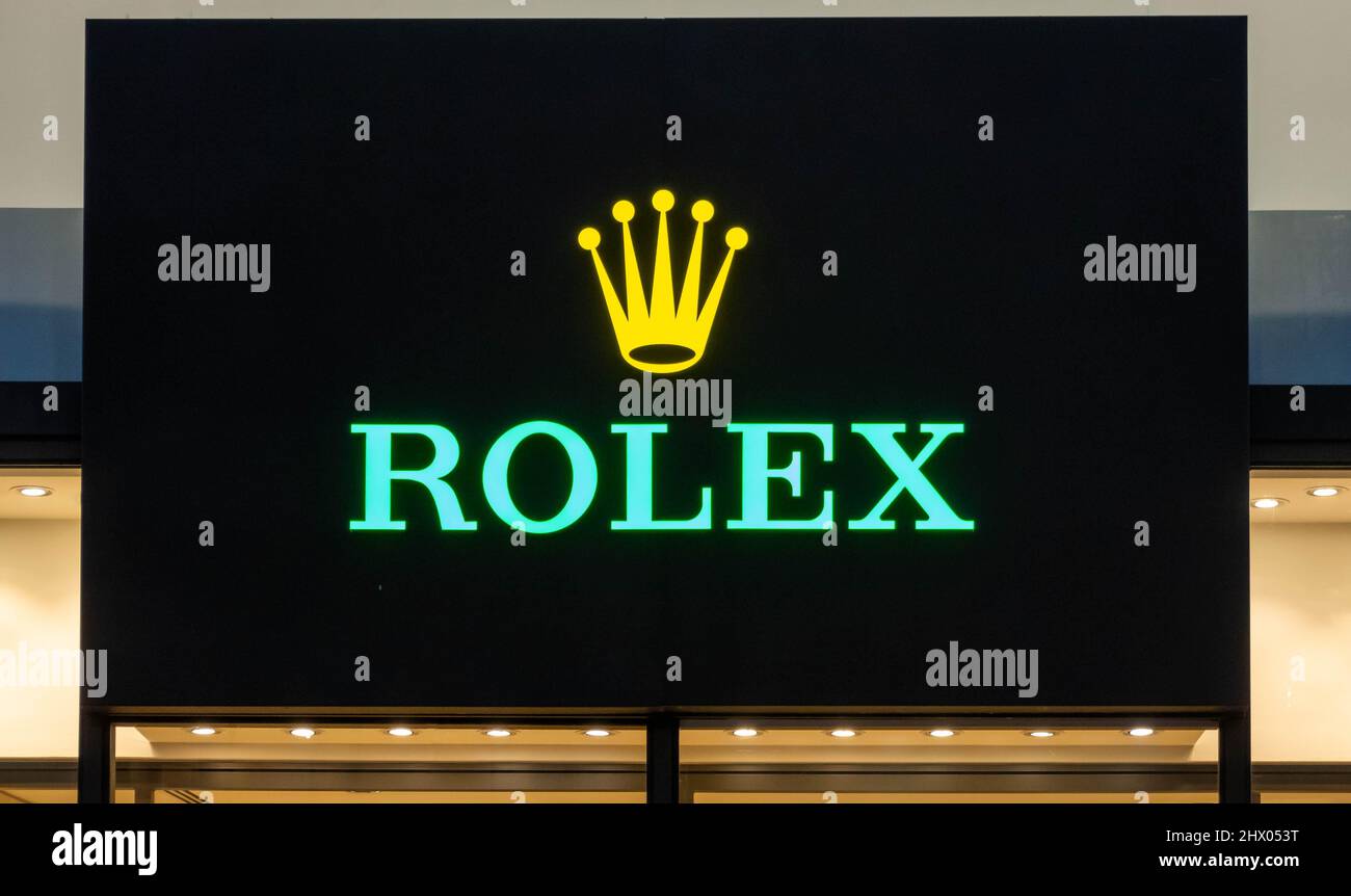 Rolex dealer sign and logo Stock Photo - Alamy