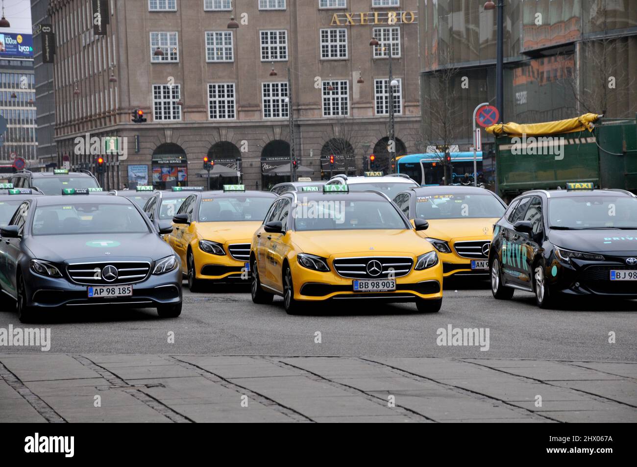 Copenhagen/Denmark.08..March 2022/Taxi stand at Copenahgen central ...