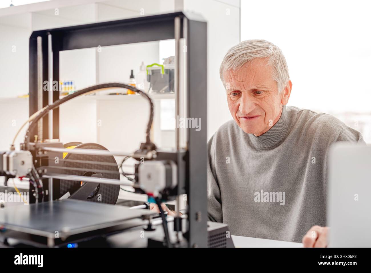 Man with 3D printer Stock Photo - Alamy