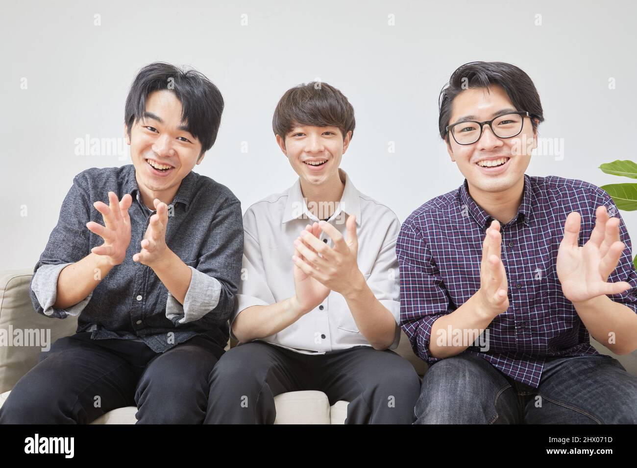 Japanese Men Cheering Stock Photo - Alamy