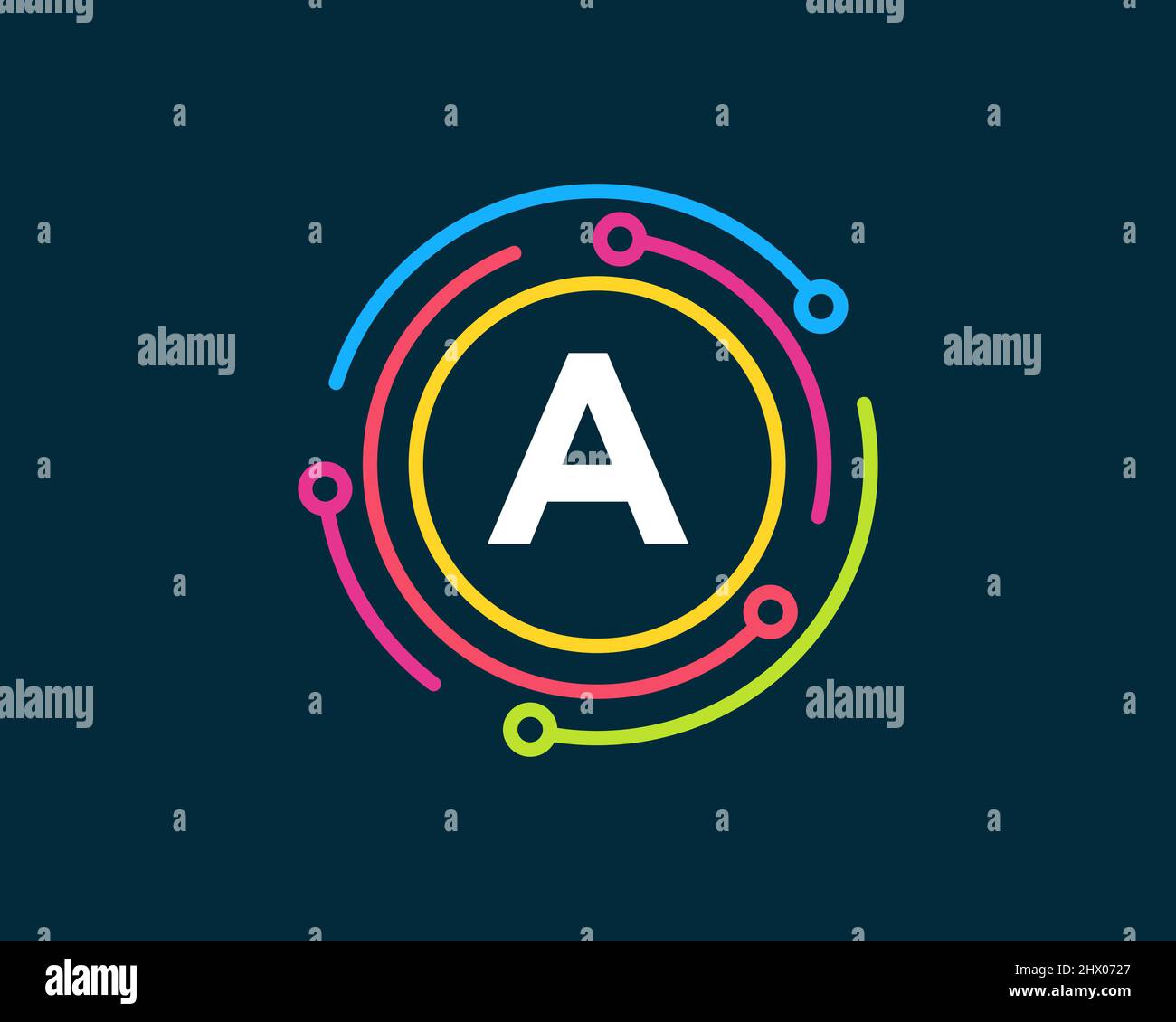 Technology logo design with A letter concept. Letter A technology logo ...