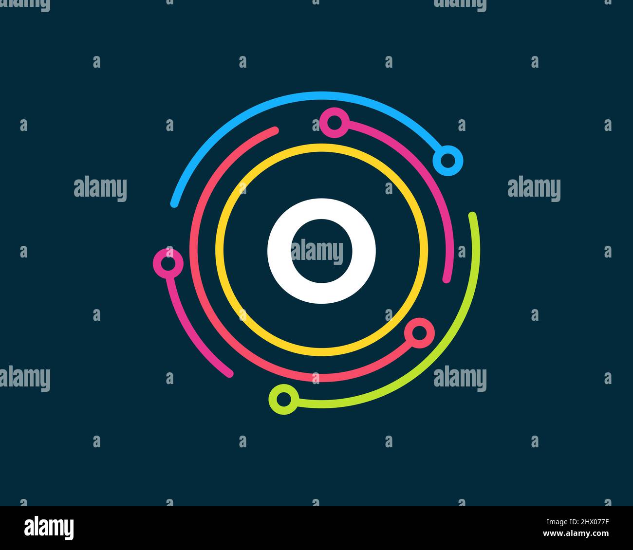 Technology logo design with O letter concept. Letter O technology logo ...