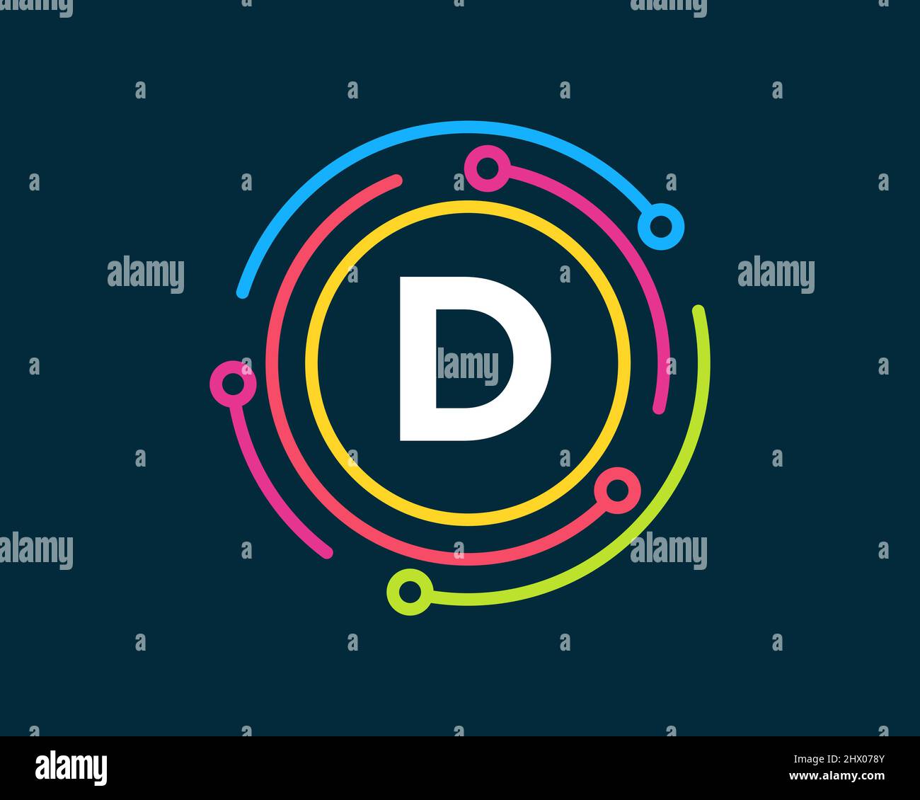 Technology logo design with D letter concept. Letter D technology logo ...