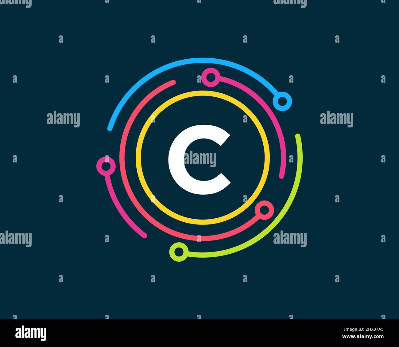Technology logo design with C letter concept. Letter C technology logo ...