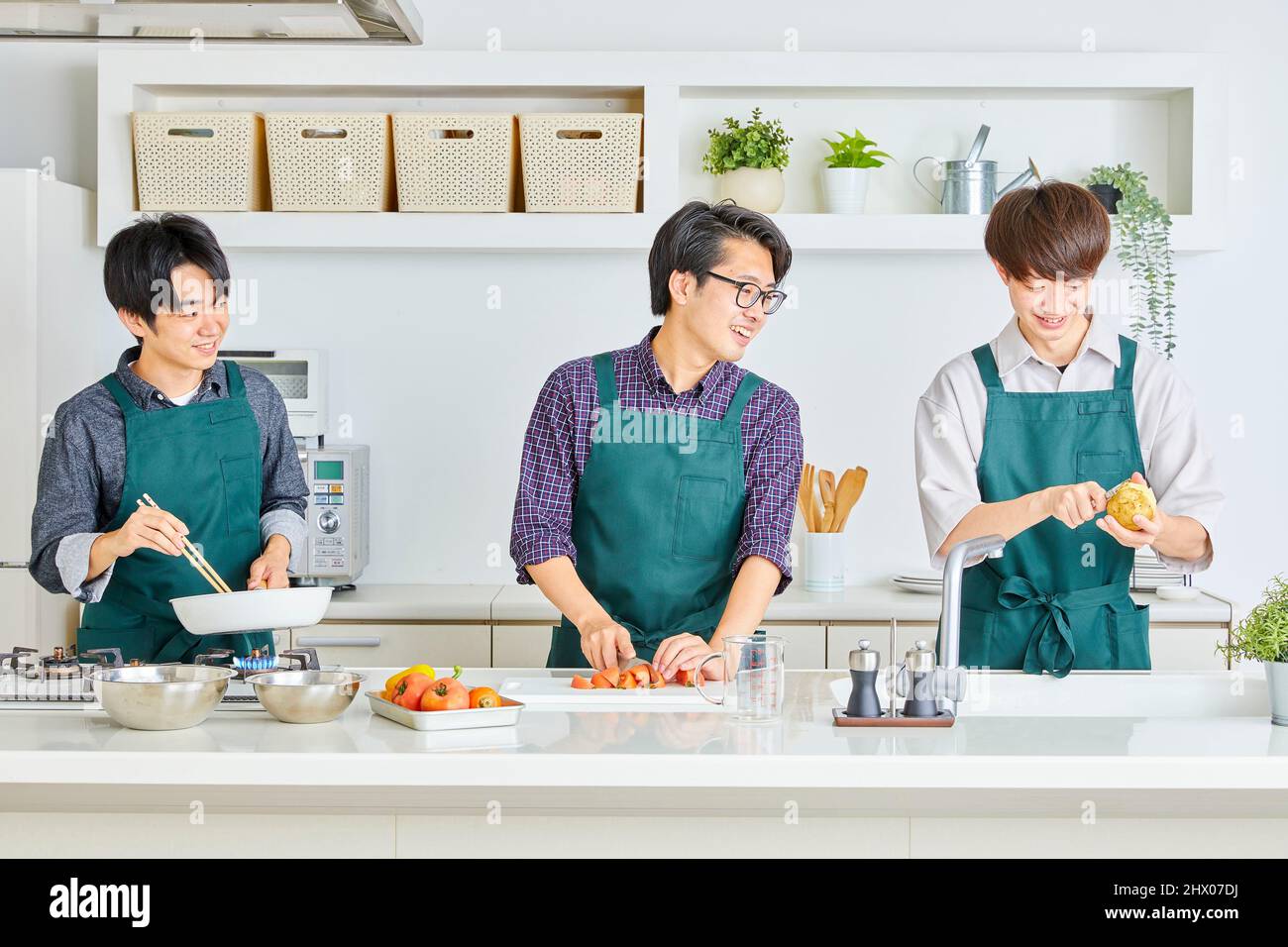Japanese Men Cooking Stock Photo - Alamy