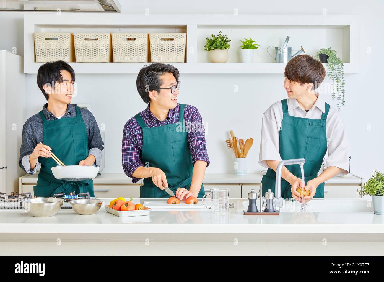 Japanese Men Cooking Stock Photo - Alamy