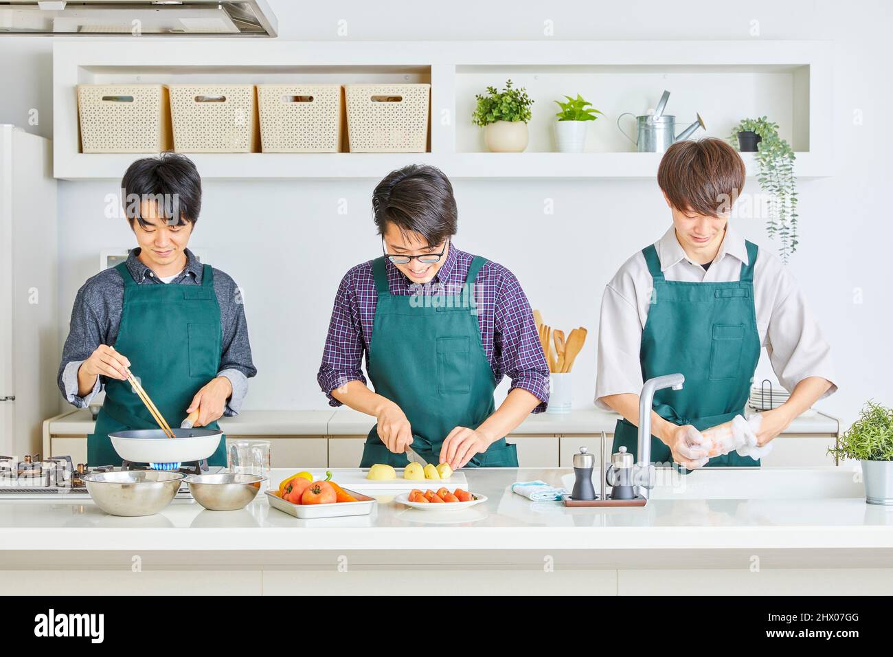 Japanese Men Cooking Stock Photo - Alamy