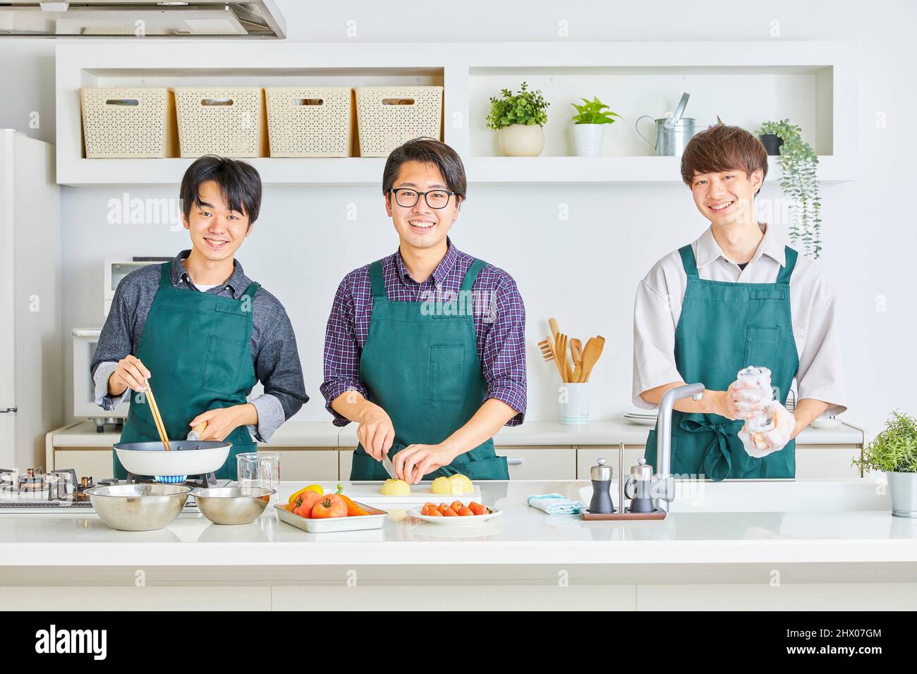 Japanese Men Cooking Stock Photo - Alamy