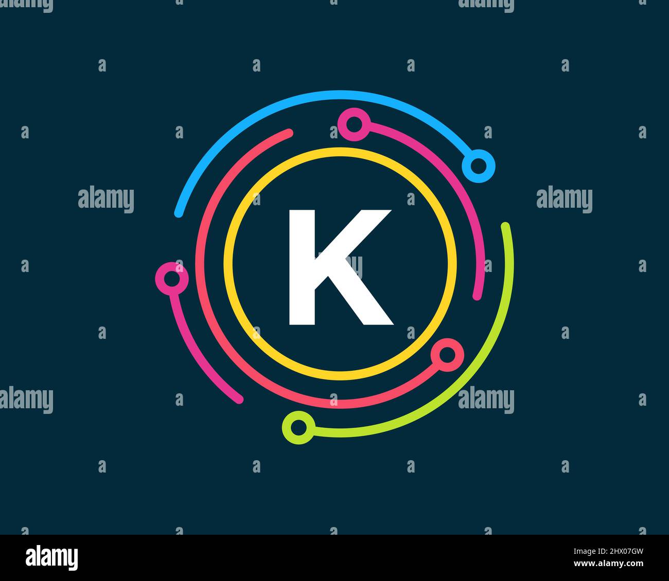 Technology logo design with K letter concept. Letter K technology logo ...
