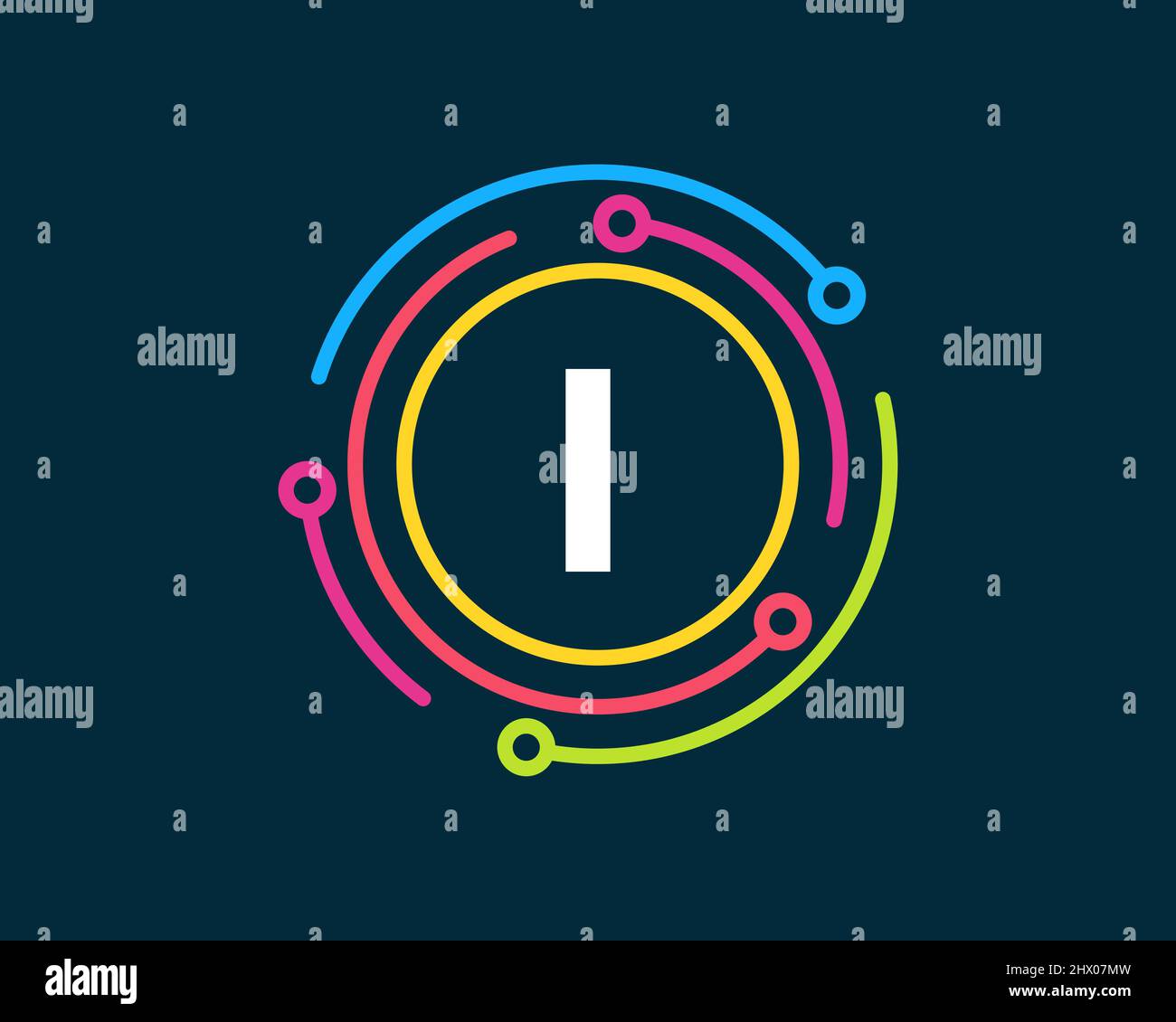 Technology logo design with I letter concept. Letter I technology logo ...