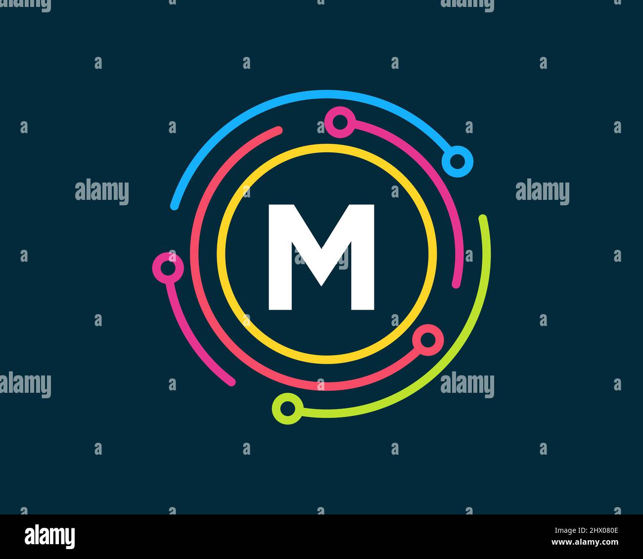 Technology logo design with M letter concept. Letter M technology logo ...