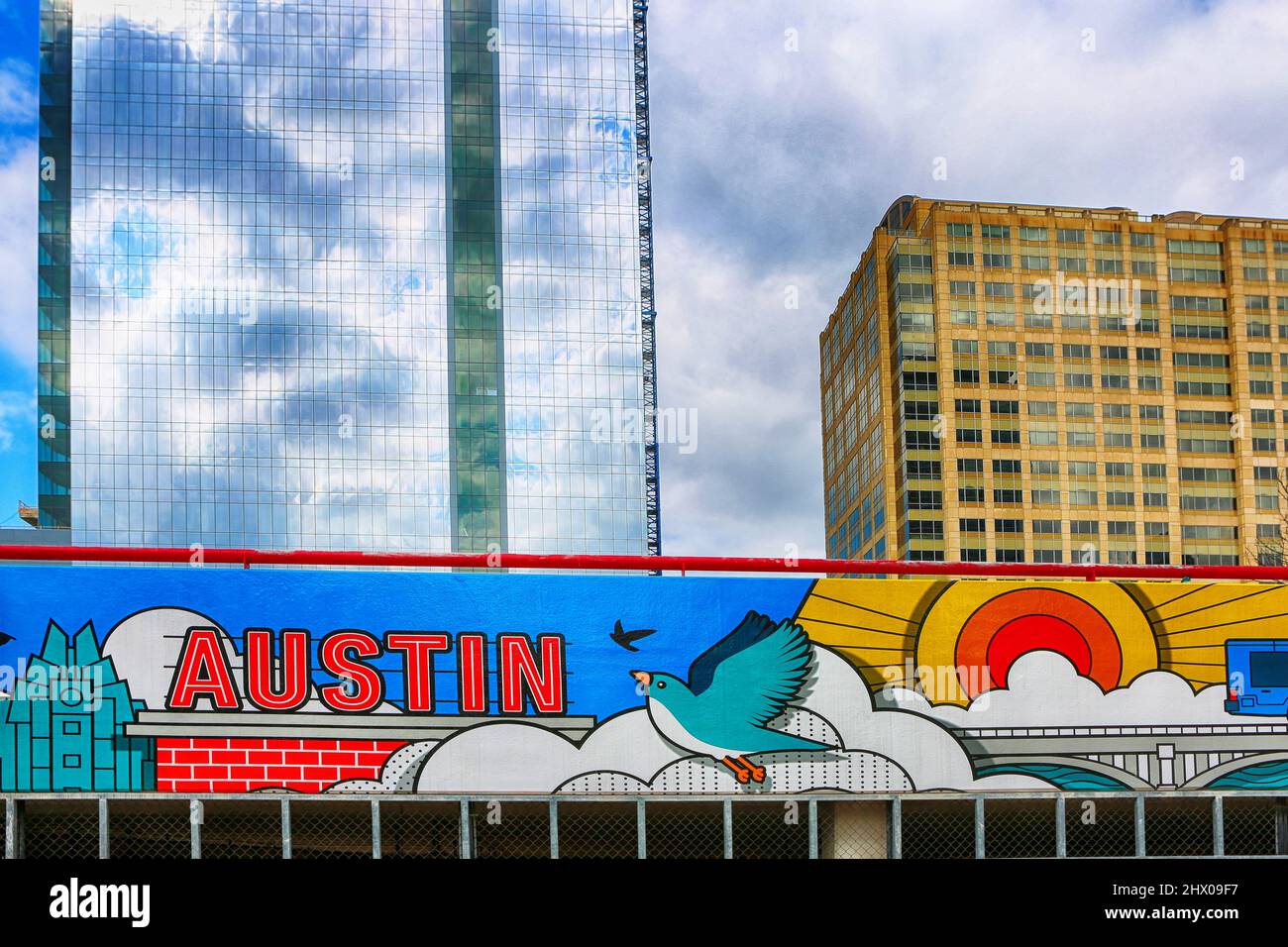 Austin, Texas, March 5, 2022. Austin street sigh in downtown with ...