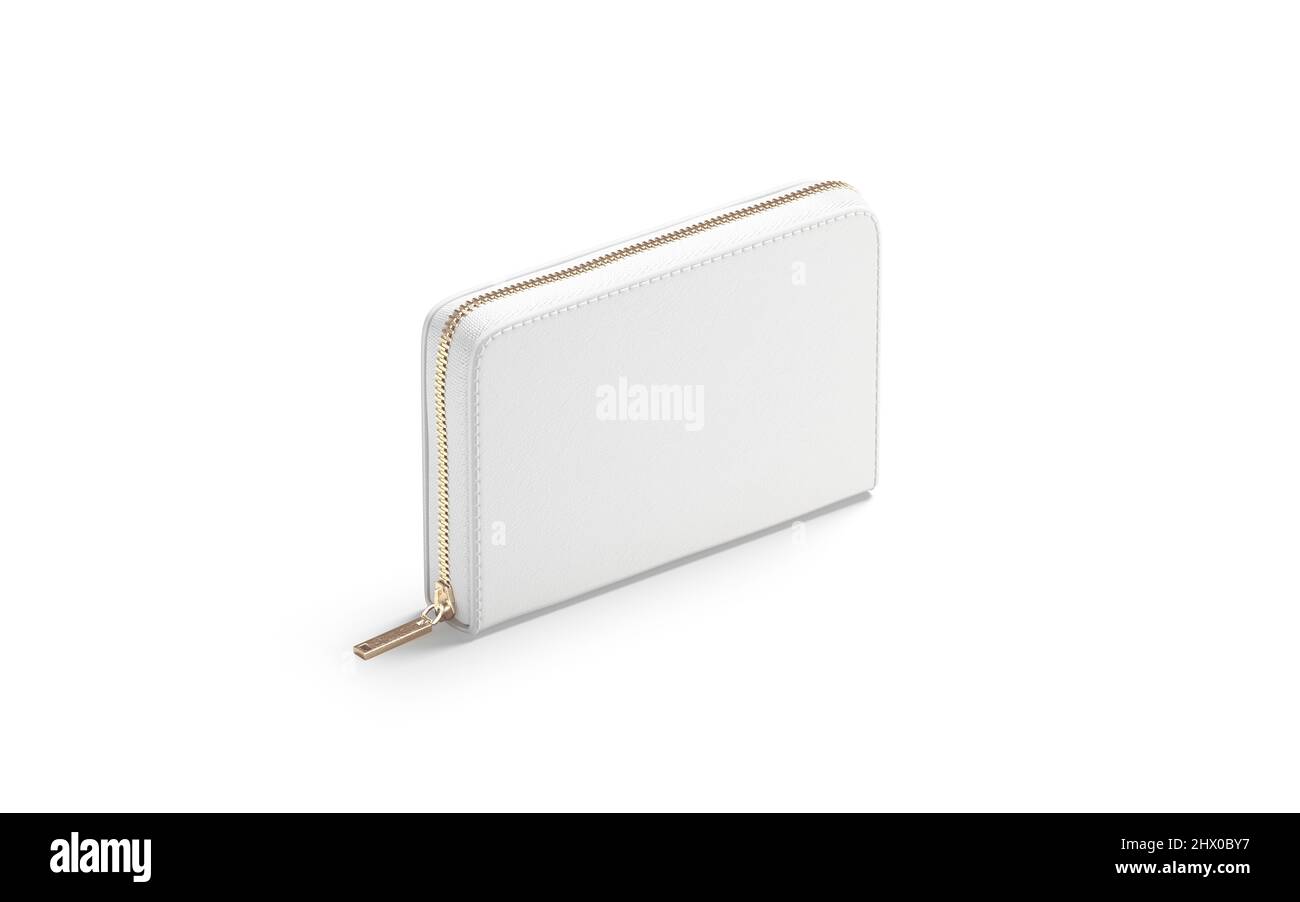 Blank white small money wallet mock up, side view Stock Photo - Alamy