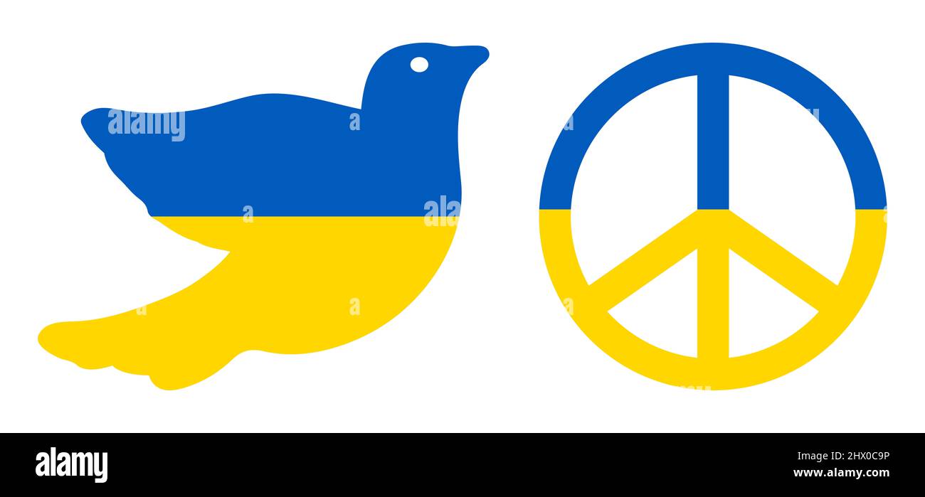 Peace For Ukraine isolated on a white background. Save Ukraine. Bird ...