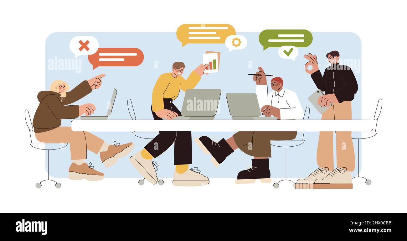 Hackathon concept flat vector illustration. Team collaboration of computer programmers and ...