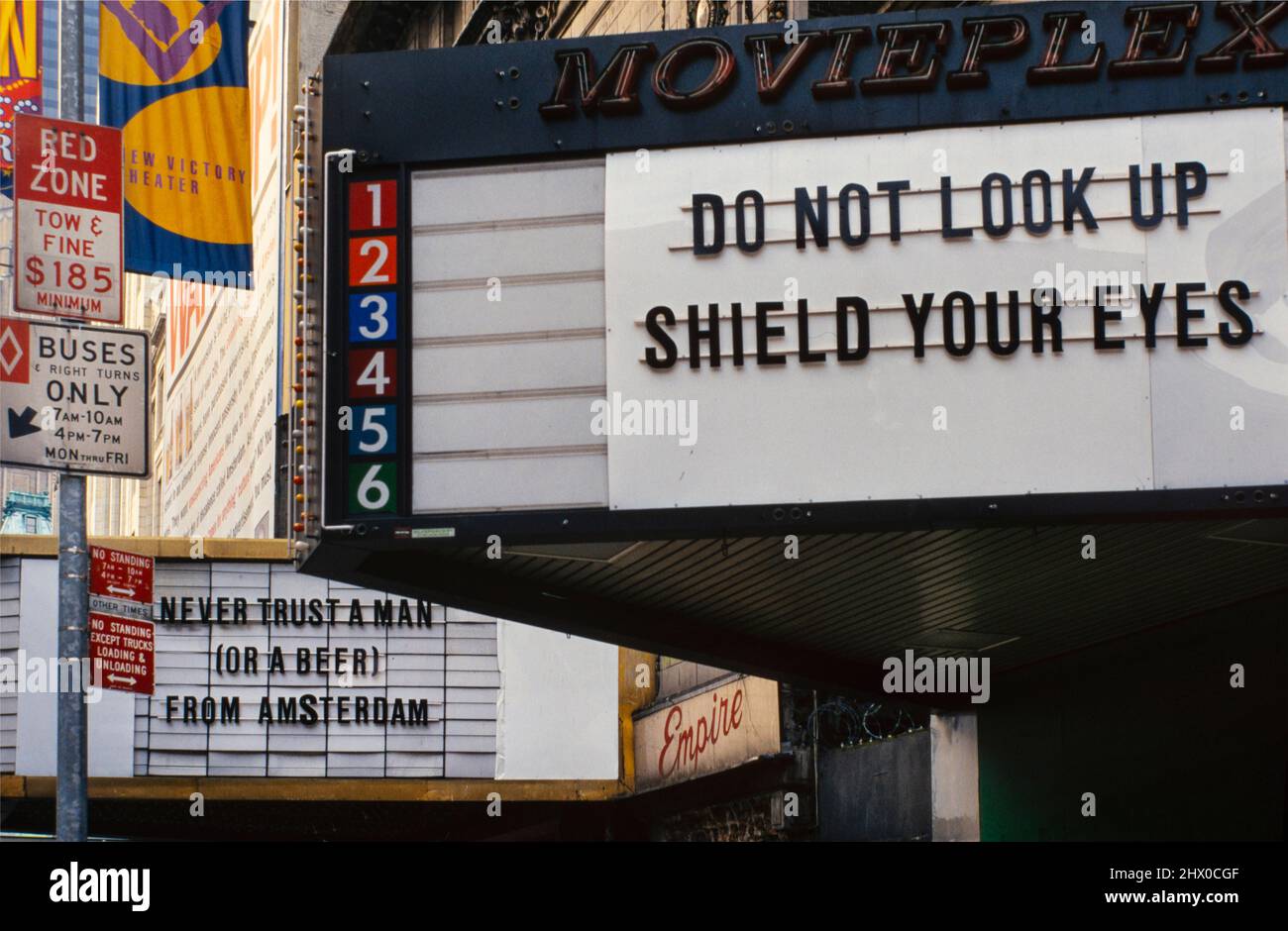 movie theatre marque in Times Square Manhattan NYC Stock Photo - Alamy