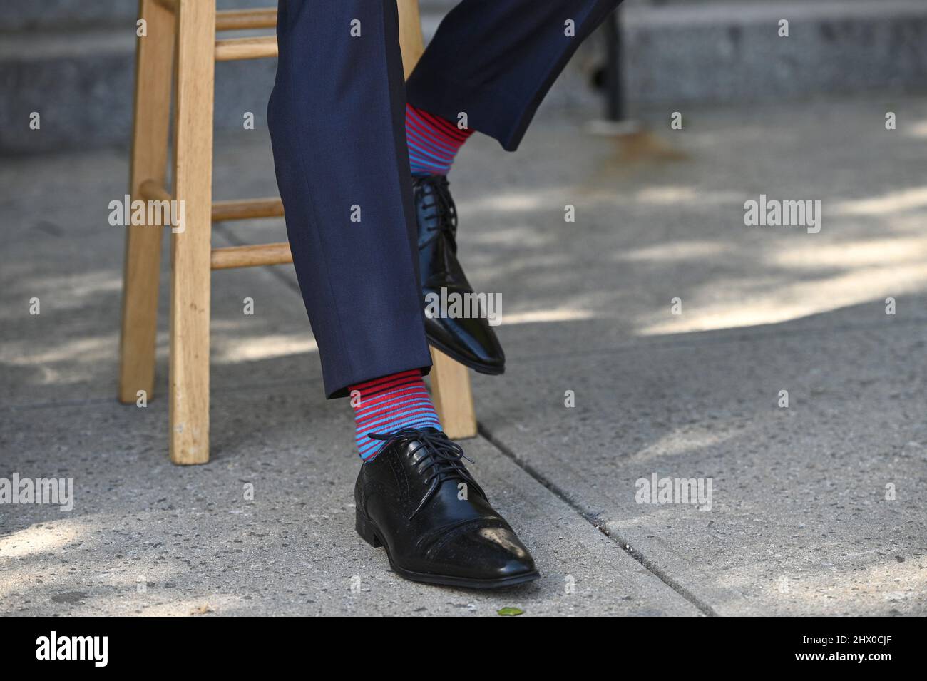 View of New York City Mayor Eric Adams colorful socks as he attends a ...