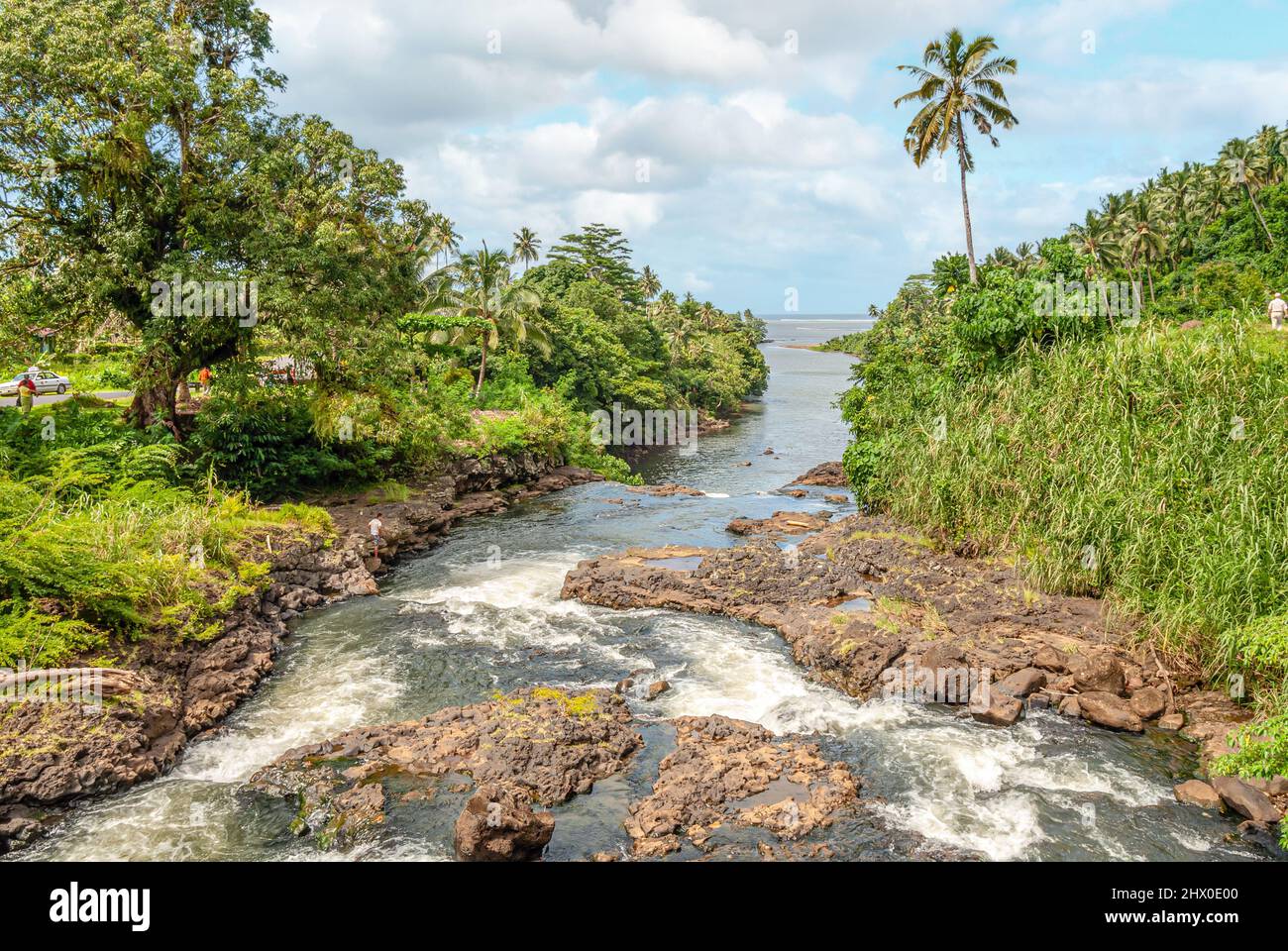Rainforest river near Falefa Falls, Upolu Island, Western Samoa Stock ...