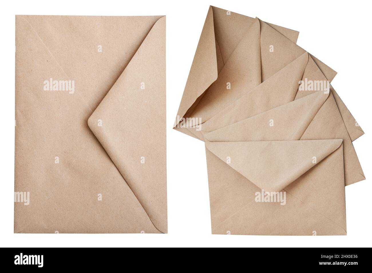 A paper open envelope and several of the same envelopes lying together ...