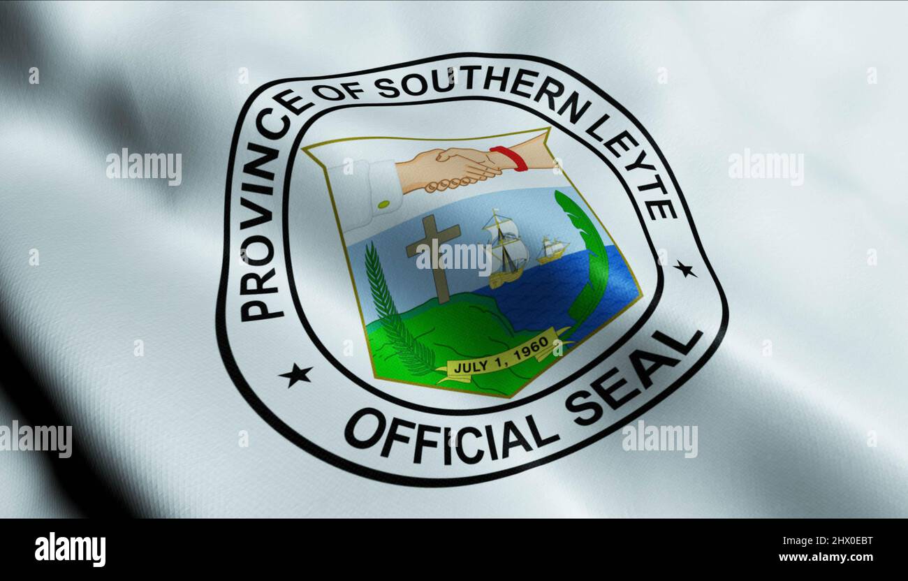 3D Illustration of a waving Philippines province flag of Southern Leyte ...