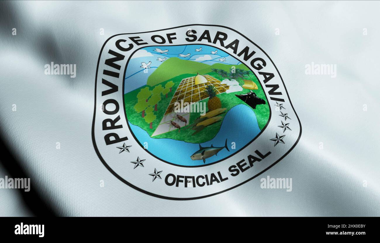 3D Illustration of a waving Philippines province flag of Sarangani ...