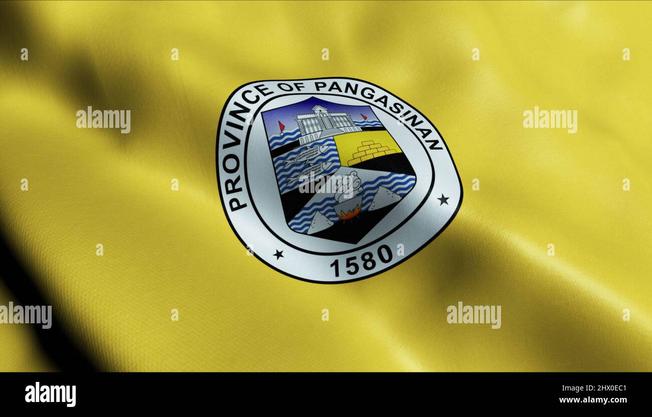 3D Illustration of a waving Philippines province flag of Pangasinan ...