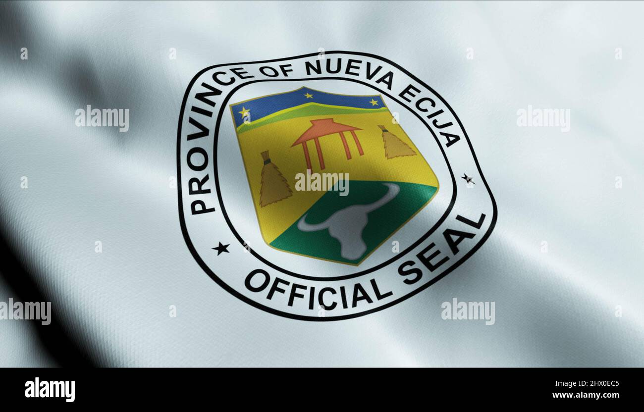 3D Illustration of a waving Philippines province flag of Nueva Ecija Stock Photo - Alamy