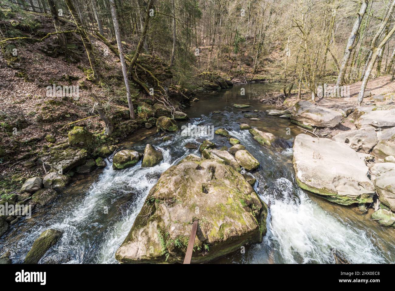 The Irrel waterfall at the Teufelsschlucht , the Devils gorge nature ...