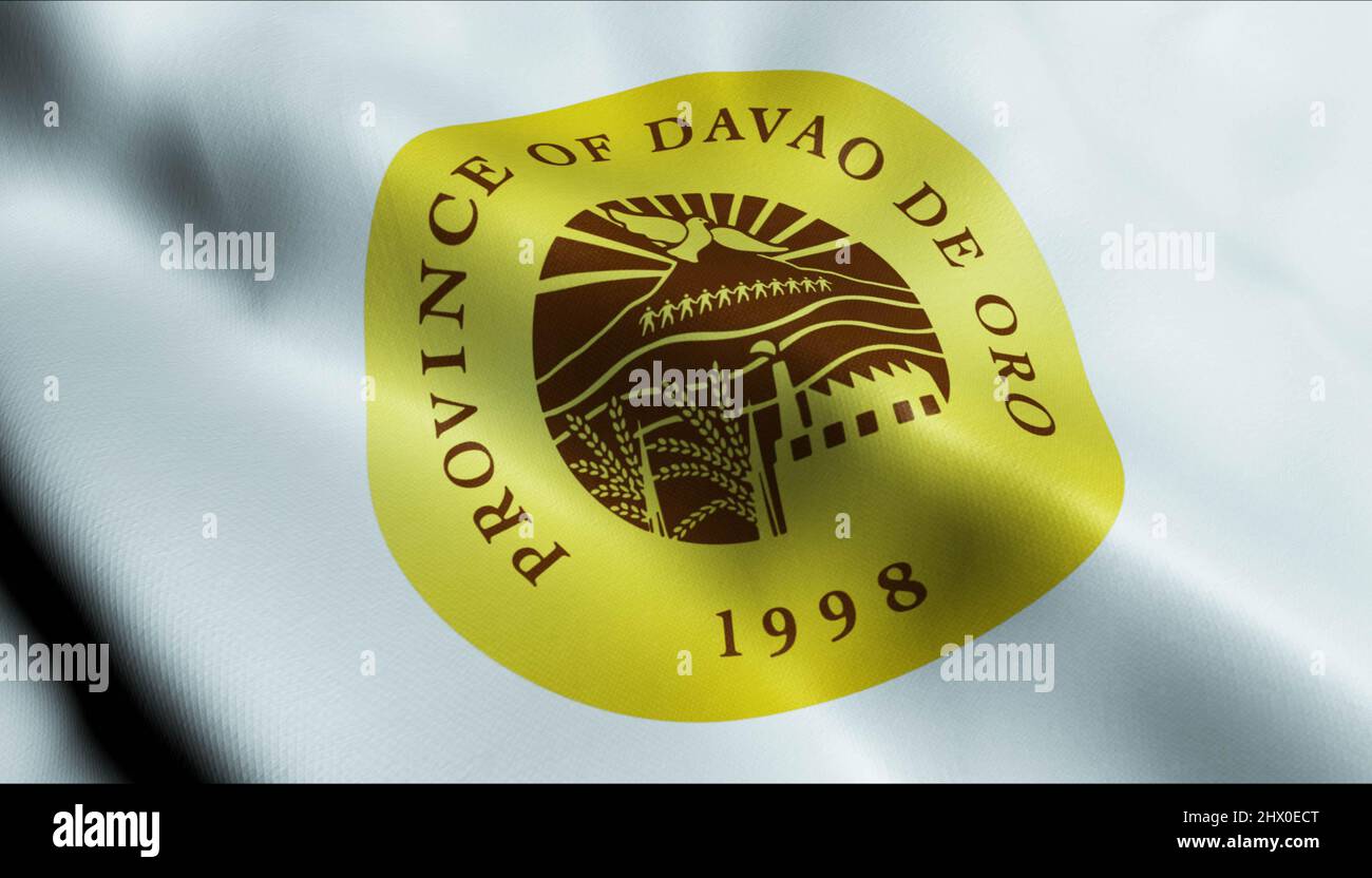 3D Illustration of a waving Philippines province flag of Davao de Oro ...