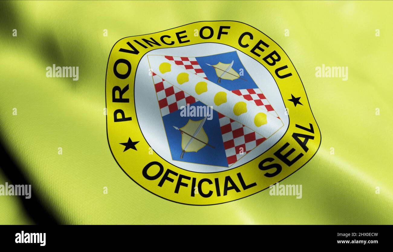 3D Illustration of a waving Philippines province flag of Cebu Stock ...