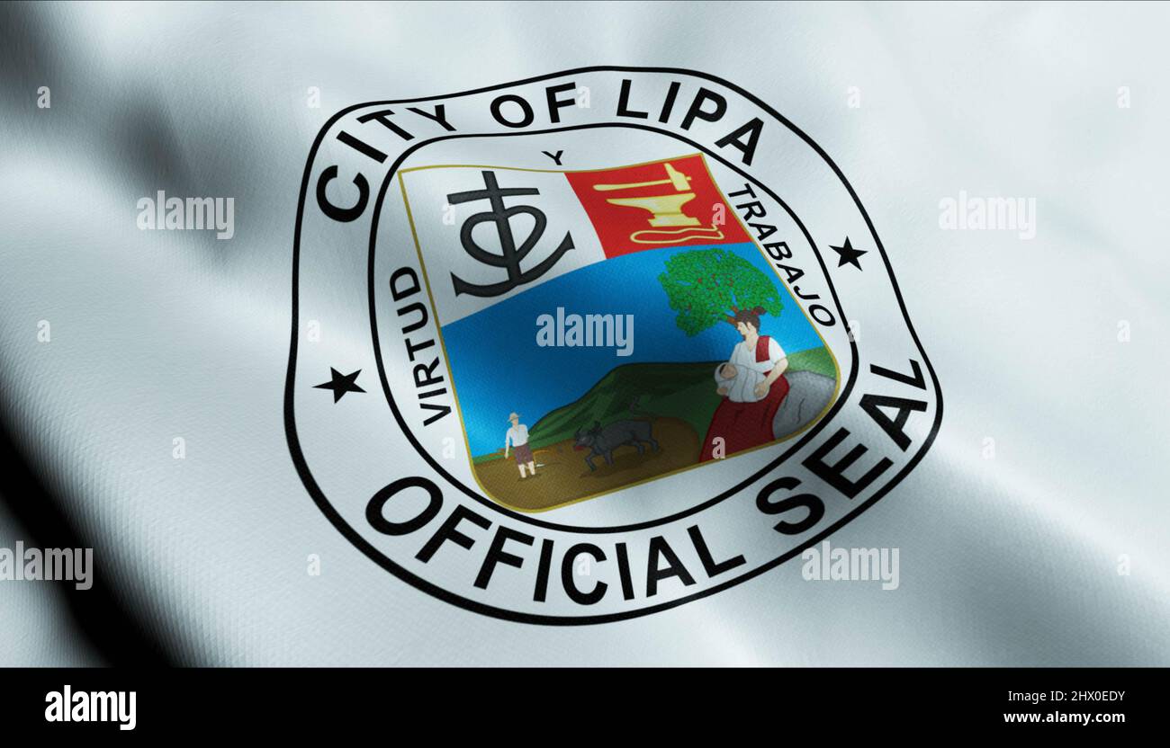 3D Illustration of a waving Philippines city flag of Lipa Stock Photo ...
