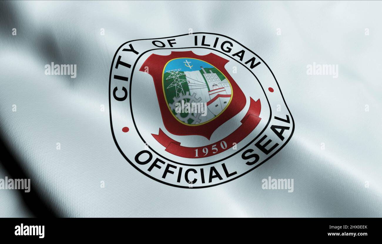 3D Illustration of a waving Philippines city flag of Dipolog Stock ...