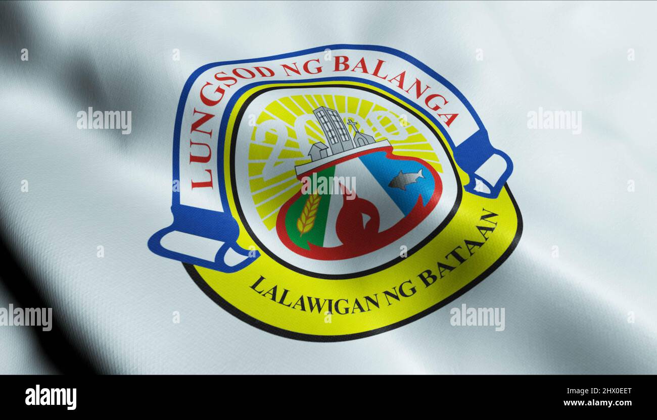 3D Illustration of a waving Philippines city flag of Balanga Stock ...