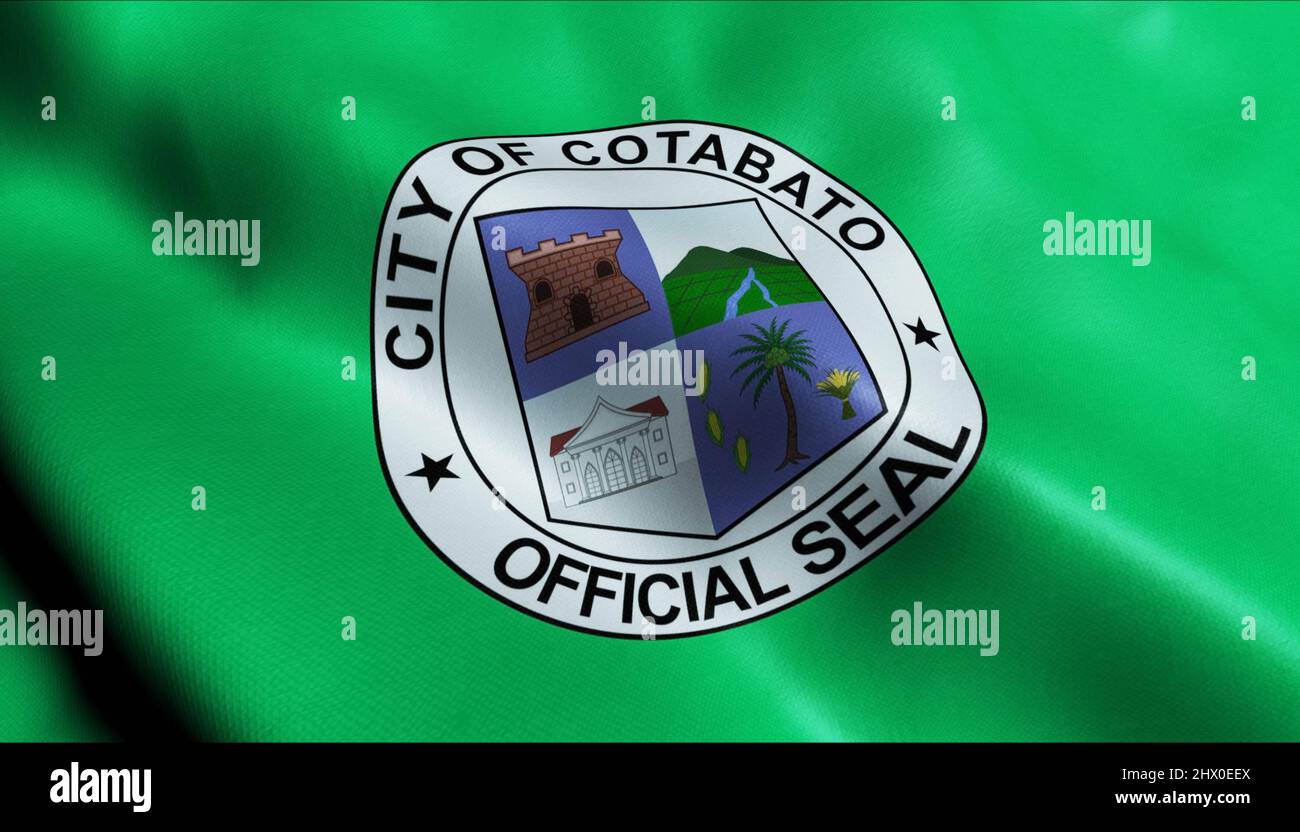 3D Illustration of a waving Philippines city flag of Cotabato Stock ...