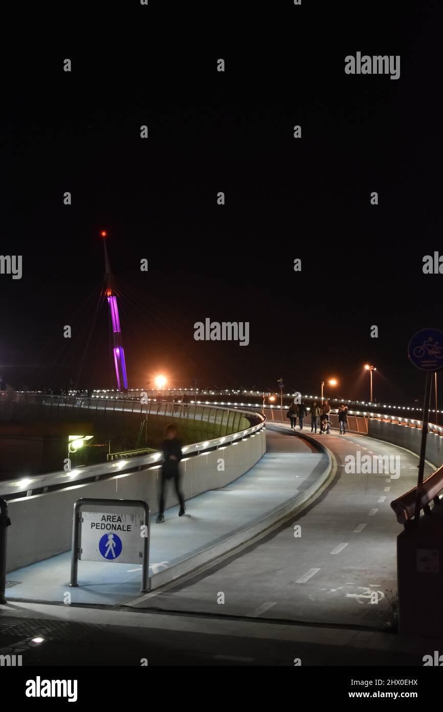 Pescara Bridge by Night in Abruzzo, Italy Stock Photo - Alamy