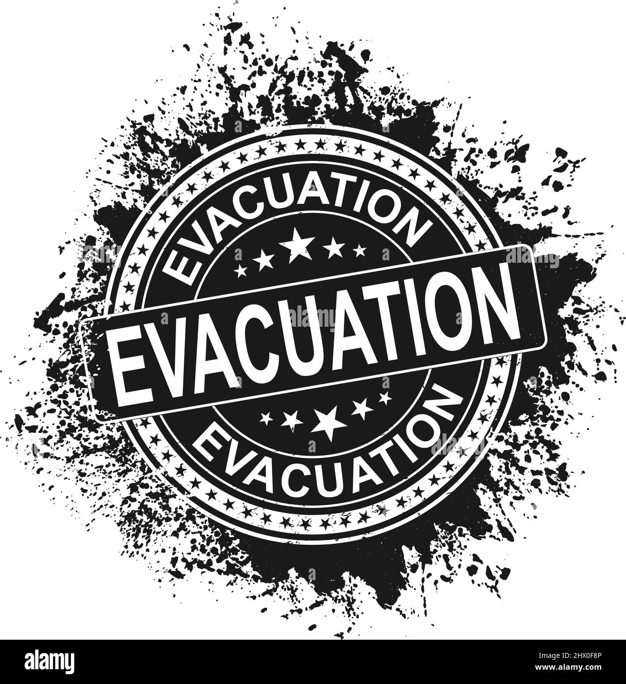 Abstract Grungy Evacuation Notice Rubber Stamp Sign Illustration Vector ...