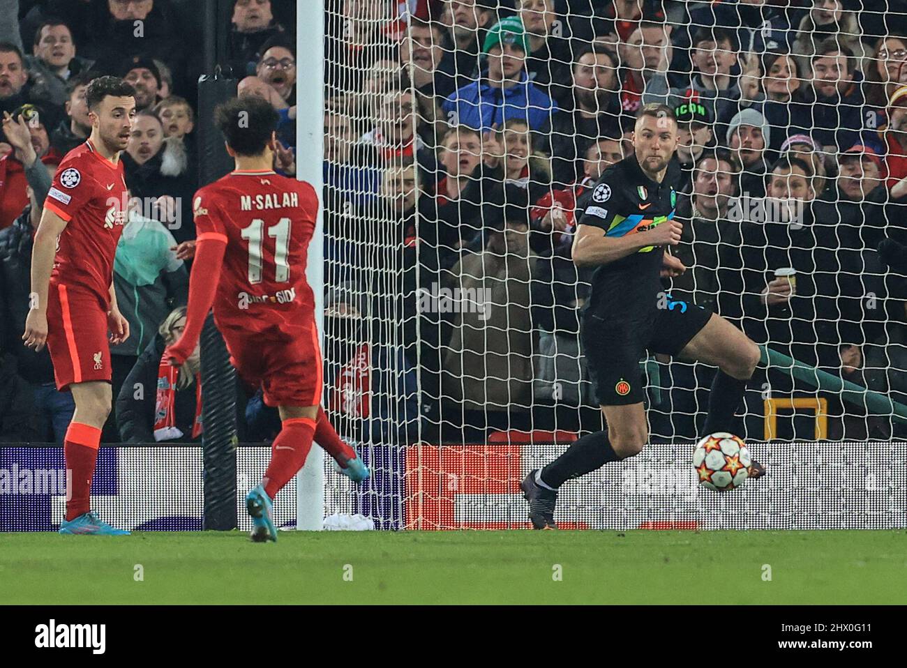 Liverpool, UK. 08th Mar, 2022. Mohamed Salah #11 of Liverpool misses at ...