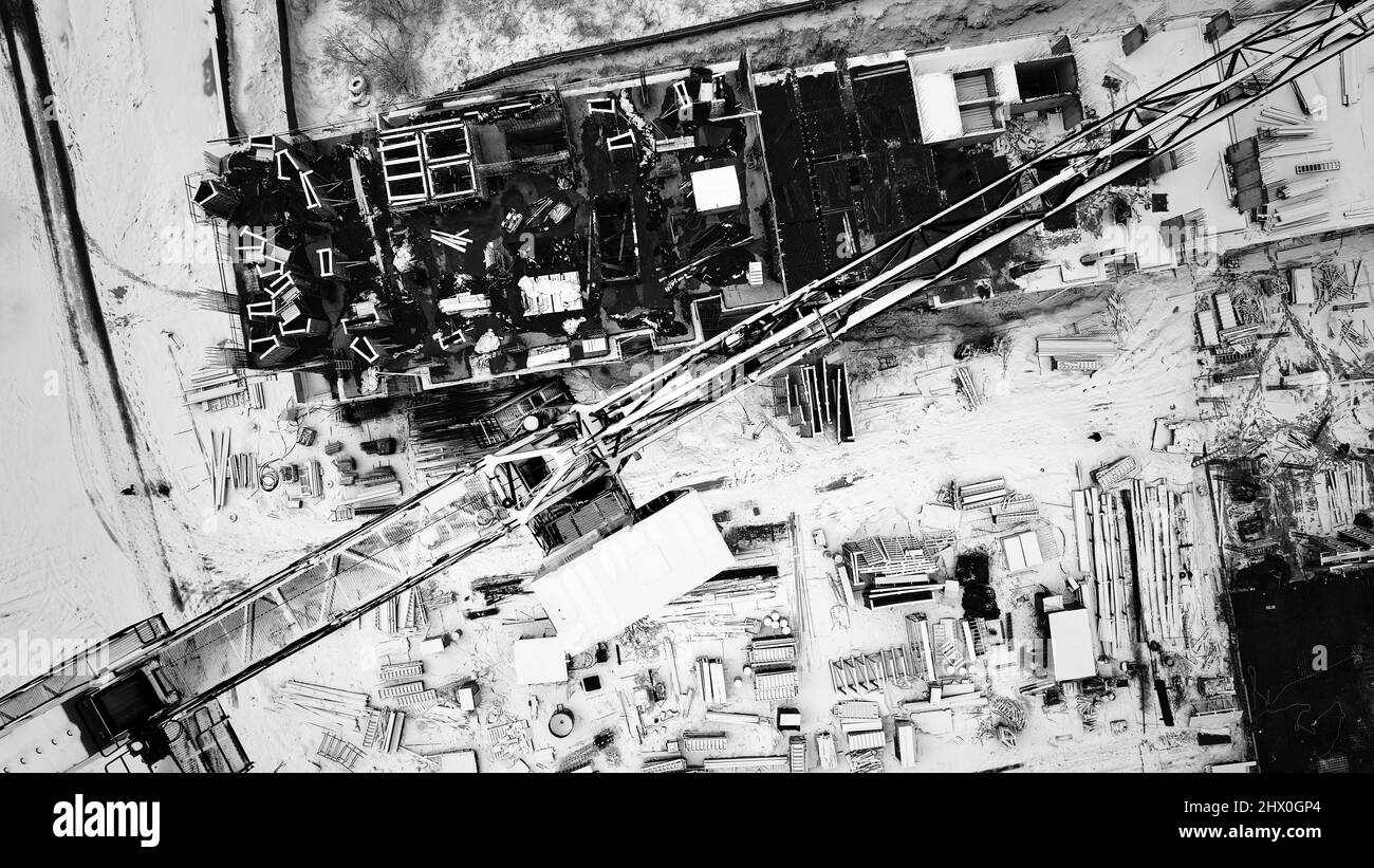 Construction Crane from Above. tower crane on the construction site ...