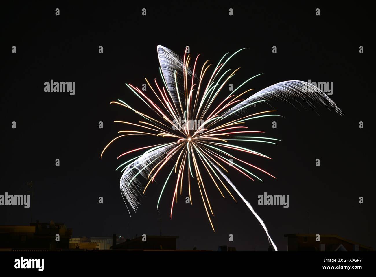 Fireworks by Night on a Black Sky Background Stock Photo - Alamy