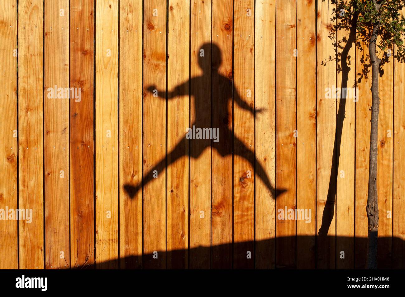 Shadow of child jumping Stock Photo - Alamy